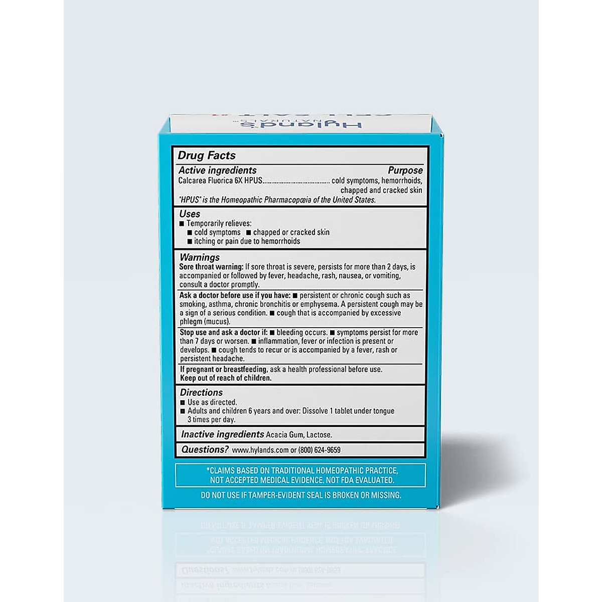 Hyland's Naturals Cell Salts #1 Calcarea Fluorica 6X Tablets, Natural Relief of Colds, Hemorrhoids and Chapped Skin, 100 Count