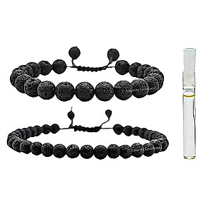 Mosquito Repellent Bracelets and Anklet Repeller with Essential Oil Refill Container - Lava Stone Camping Essentials Mosquito Bracelets for Adults Bug Repellent Bracelets - Pack of 2 Bug Bands