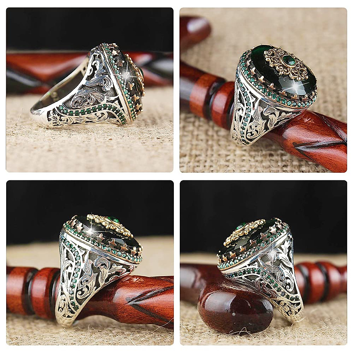 HSQYJ Retro Color Crystal Pear Ring Elegant Vintage Rhinestone Flower Cocktail Statement Rings Uniquely Stylish Fashion Creative Engagement Jewelry for Women