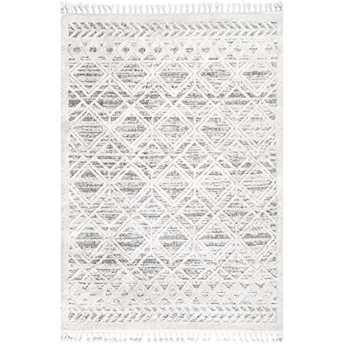nuLOOM Ansley Moroccan Lattice Tassel Area Rug, 6' 7" x 9', Beige