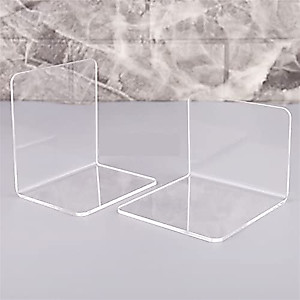 SZYAWsd File Sorters 2Pcs Clear Acrylic Bookends L-Shaped Desk Organizer Desktop Book Holder School Stationery Office Accessories