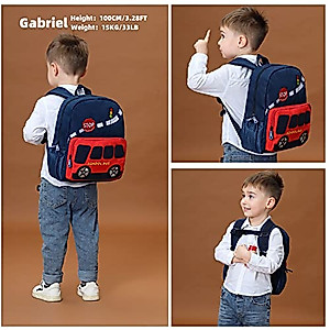 willikiva Car Dinosaur Kids Toddler Backpack for Boys and Girls Children Waterproof Preschool Bag(Red Scool Bus)