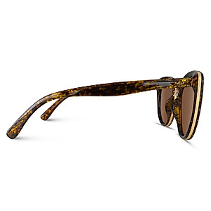 WearMe Pro - Women Full Lens Elegant Mirrored Lens Cat Eye Sunglasses (Tortoise/Brown Lens, 60)