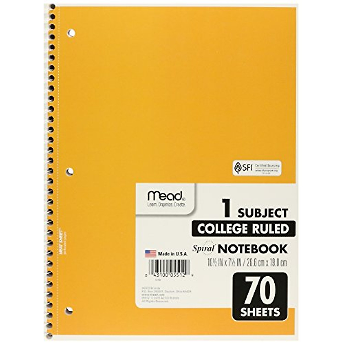 Mead Spiral Notebook, College Ruled, 1 Subject, 70 Sheets, 7.5" x 10.5", 12 Pack, Assorted Colors (05512-12)