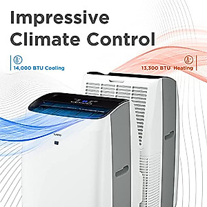 TURBRO Greenland 14,000 BTU Portable Air Conditioner and Heater, Dehumidifier and Fan, 4-in-1 Floor AC Unit for Rooms up to 600 Sq Ft, UV-C Light, Sleep Mode, Timer, Remote Included (10,000 BTU SACC)