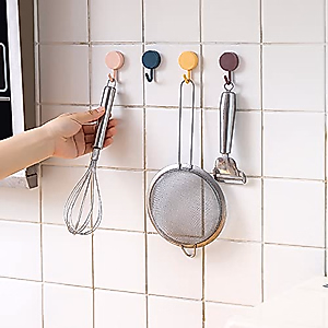 Adhesive Hooks for Hanging Heavy Duty Wall Hooks Self Adhesive Sticky Hooks Waterproof Hooks for Keys Bathroom Shower Outdoor Kitchen Door Home Bathroom Hooks for Towels (Blue, One Size)