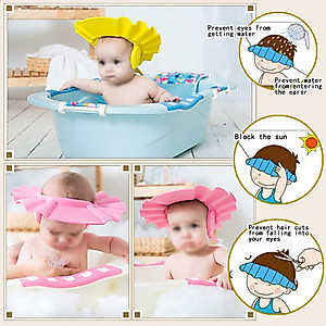 Baby Shower Shampoo Bath Protection Cap Waterproof Ear Protection Eye Protection 3 Pieces- Soft Cap Adjustable Bathroom Sun Visor Suitable for 0-3-10 Years Old