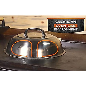 12 Inch Heavy Duty Cheese Melting Dome - Stainless Steel Griddle Grill Accessories - Durable Round Basting, Steaming Cover - Heat Resistant Handle for Flat Top Griddle Grill Indoor/Outdoor- 2 Domes