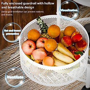 pofluany 3/4/5 Tier Rotating Storage Rack, Fruit Basket for Kitchen, Large Storage Rack with Wheels, Circular Rotating Basket, Fruit and Vegetable Metal Wire Shelf with Top Lid Four Layer