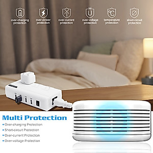 Travel Adapter Universal 220V to 110V Voltage Converter with 4-Port USB International Power Step Down UK/AU/US/EU Worldwide Plug Adapter