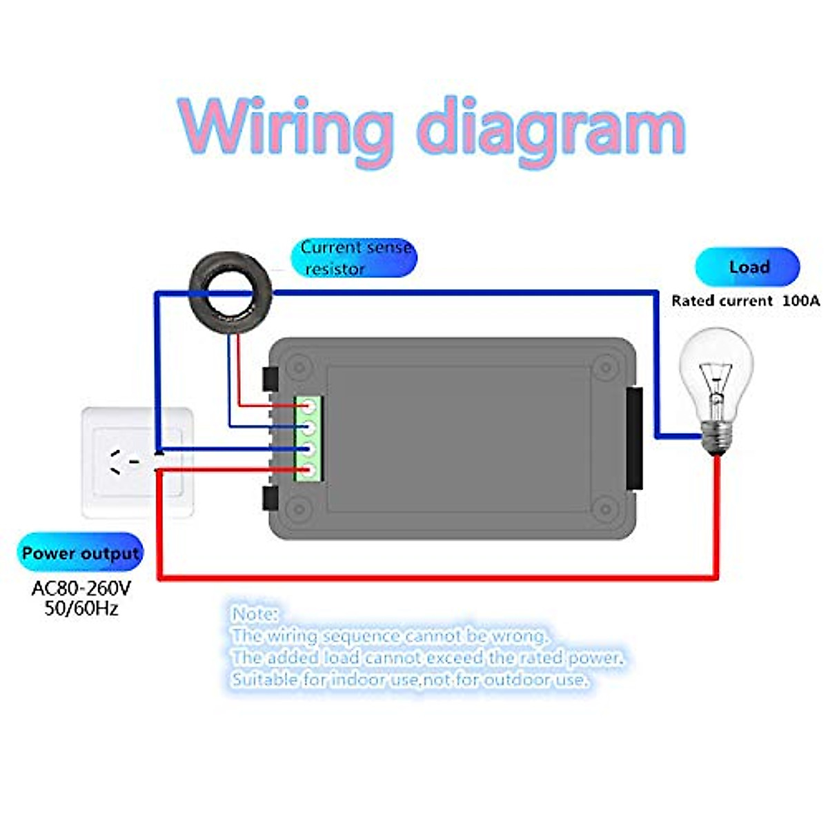 KNACRO AC Current Voltage Amperage Power Energy Panel Meter LCD Digital Display Ammeter Voltmeter Multimeter Current CT AC 80-260V 100A