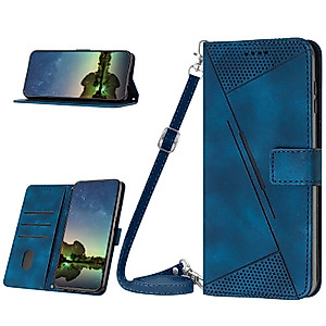 FACSER Flip Shockproof Case Compatible with Infinix Hot 20 5G Wallet Flip Phone Case Card Slot Holder Flip Cover Phone Case Wrist Strap Phone Case Compatible with Infinix Hot 20 5G (Color : Blue)