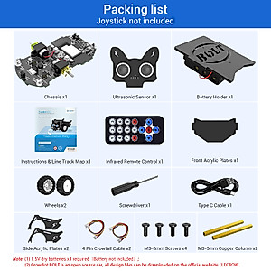 ELECROW STEM Projects Toys for Kids Ages 6+, Coding Robot Kit for Teens Learning Programming, Bulid Robot Toy Car, Electronics & Science Education Toys for Boys and Girls, MicroPython Program