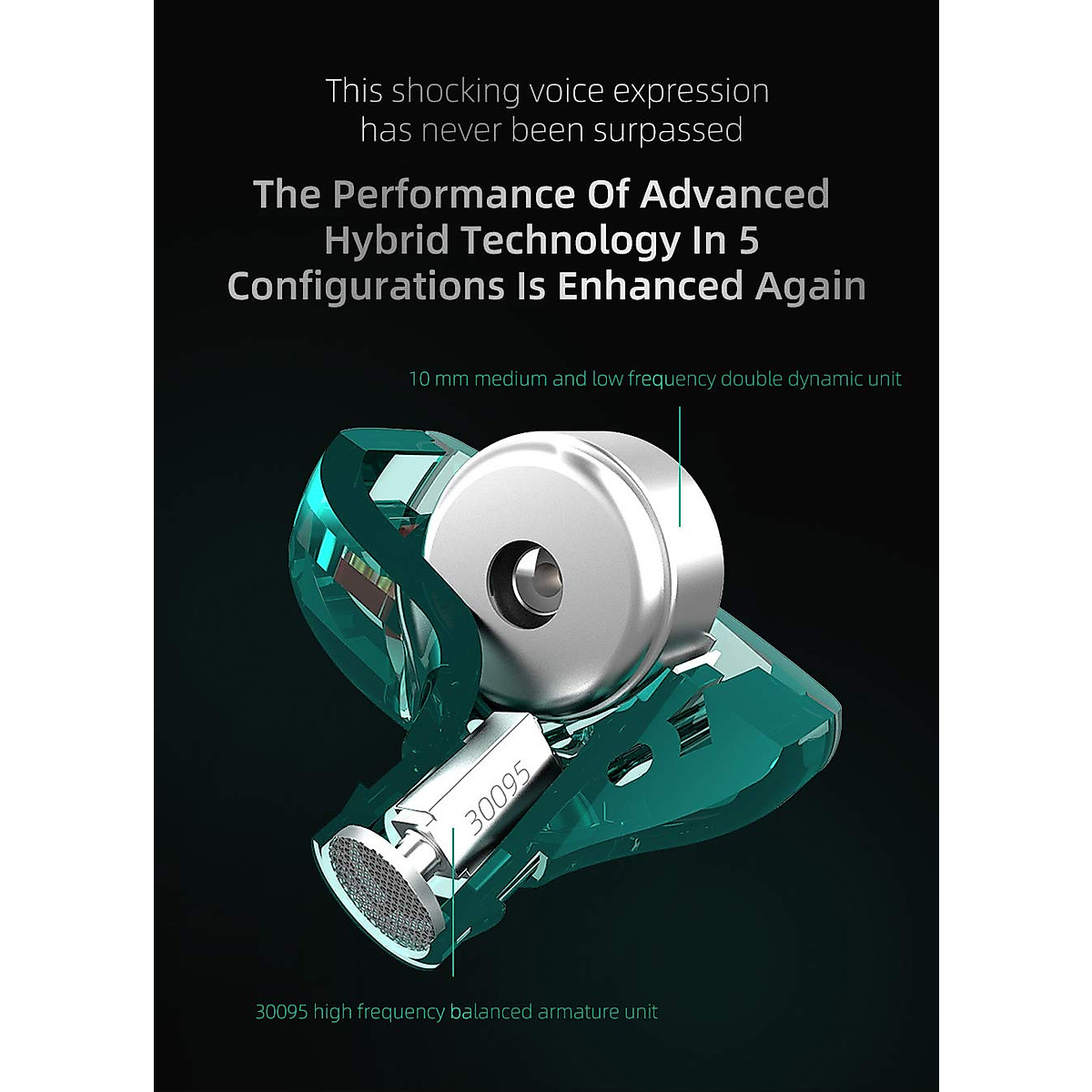 Kinboofi KZ ZSTX in Ear Headphone, 1BA 1DD HiFi Earphone with Hybrid Driver High Fidelity Sound IEM Headset with Detachable Cable (with Microphone, Purple)