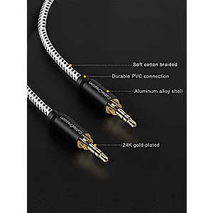 CableCreation Aux Cable(6Ft/1.8M),3.5mm Audio Cable Male to Male,1/8 inch Auxiliary Stereo Jack,Aux Cord for Headphone, Phone, Car, Speaker and More(with Aux Port)