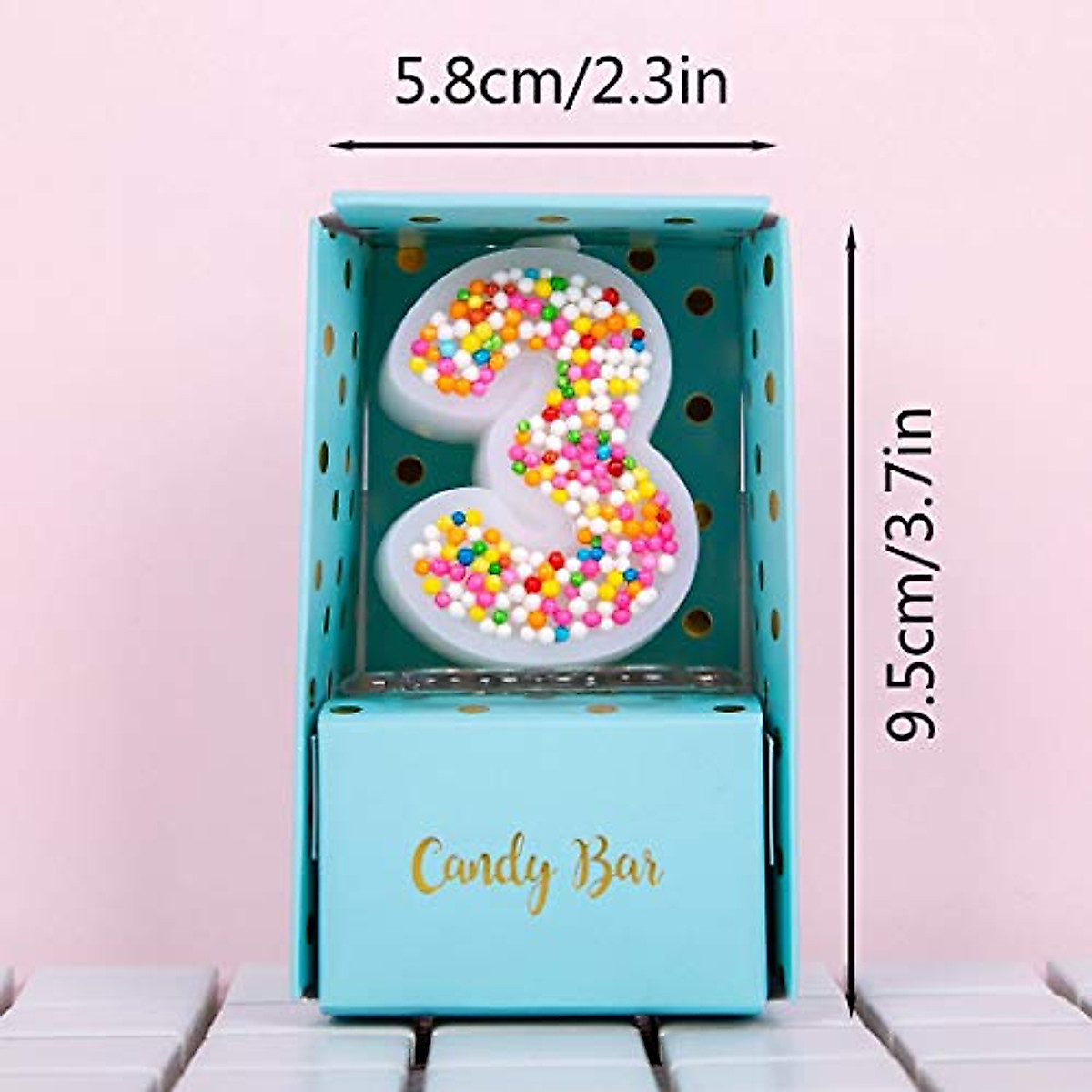 Sweety Colorful Candy Number Cake Topper Candle for Brithday Party Baby Shower and Wedding Party Supplies Favor (Three)