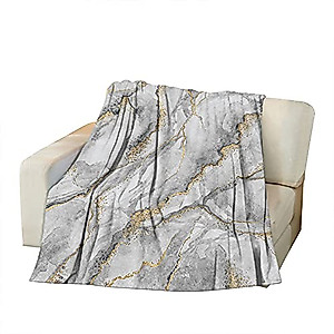 WONDERTIFY White Marble Throw Blanket Fashion Marbling Granite Stone Baby Swaddle Flannel Fleece Blanket All Season Living Room/Bedroom 40"X50" Gold Black Gray