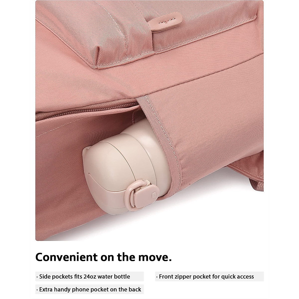 HotStyle Casual Daypack Backpack for Tween & Teen Girls, Multipurpose Middle School Bag Bookbag, Dome Top, Plain, Rose Gold