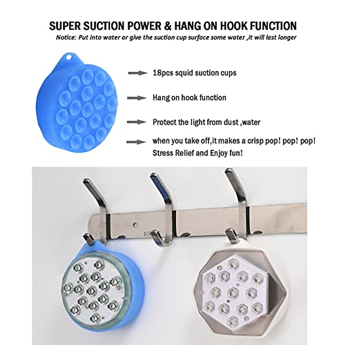 KIMWEI Never Lost Squid Suction Cup for Submersible Led Lights, Bathtub Light and Pool Lights with 17pcs Suctions (2Pack)