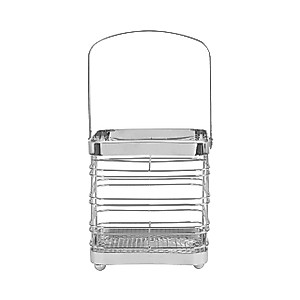 Spectrum Diversified Contempo Square Caddy Contemporary Cutlery, Modern Dining Table Décor & Kitchen Organization, Silverware Holder with Handle, Chrome