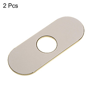 uxcell 2pcs 6 Inch Hole Cover Deck Plate Escutcheon, Stainless Steel Sink Cover Plate for Bathroom or Kitchen Sink Faucet, Oval Brushed Gold