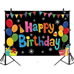 DIZHI Happy Birthday Banner Backdrop Colorful Happy Birthday Party Decorations Large Happy Birthday Yard Sign Backdrop for Baby Shower Birthday Party Indoor Outdoor Decoration Supplies 5x3ft