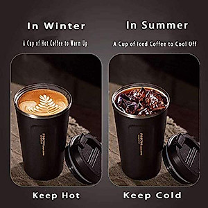 PINKAH 17OZ Stainless Steel Coffee Travel Mug, Double Walled Insulated Vacuum Tumbler Cup, Powder Coated Thermal with Lid for Hot and Cold Coffee Tea