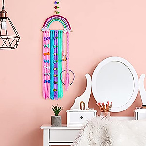 FIOBEE Rainbow Hair Bows Holder Organizer Unicorn Clips Storage Headband Holder Unicorn Wall Hanging Home Décor for Baby Girls Room