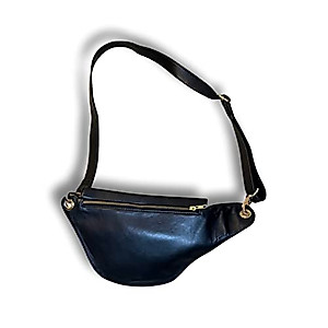 Crossbody Genuine Italian Leather Bag Shoulder Purse Italy Barucheni (Black)