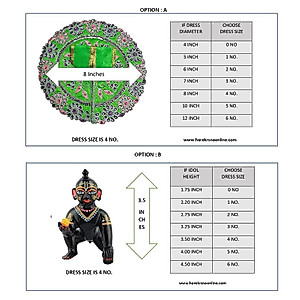 (3 No Size) Premium Colorful Embroidery Dress for Laddu Gopal Ji (Pack of 12) with 4 Zari Mukut, 4 Stone Mala, 4 Pair Kangan, 4 Flute | 7 inch Diameter Dress |F5