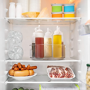 MATANA 9-Inch Clear Plastic Lazy Susan Organizer (2-Pack) Turntable Spice & Condiment Carousel for Kitchen, Bathroom, Cabinet, Fridge Storage