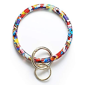 Heesch Bangle Key Ring Bracelet Keychain Key Ring Bracelet for Women, Acetate Circle Keyring for Wrist (Multi Color)