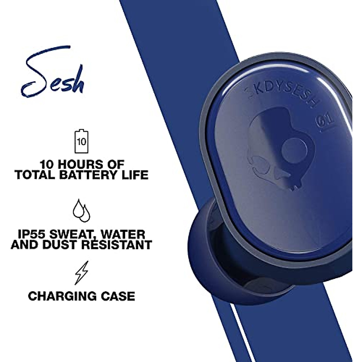 OtterBox Statement Series Case for iPhone XR with Sesh True Wireless in-Ear Earbud, Blue Bundle - Lucent Black (Clear/Black)