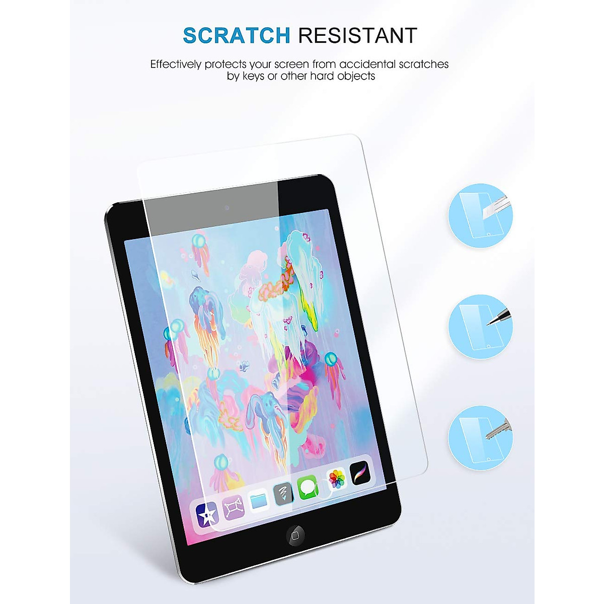 SPARIN 3 Pack Glass Screen Protector Compatible with iPad 6th 5th Generation 9.7 inch/iPad Air 2, Tempered Glass, Alignment Frame