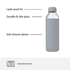 W&P Porter Glass Water Bottle w/ Protective Silicone Sleeve | Terrazzo Blush 20 Ounces | On-the-Go | Reusable Bottle for Coffee, Tea and Water | Portable