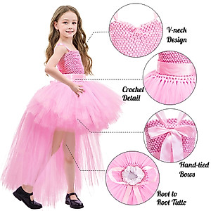 Pink Christmas Tutu Dress for Girls Tulle Dresses Fairy Princess Dress up for Kids Toddler Little Girl Birthday Party Outfit Size 5-6