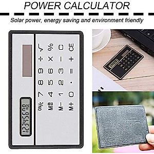 8 Digit Silver and Black Ultra Thin Solar Power Calculator with Touch Screen Credit Card Design Portable Mini Calculator for Business School Basic Office Calculators