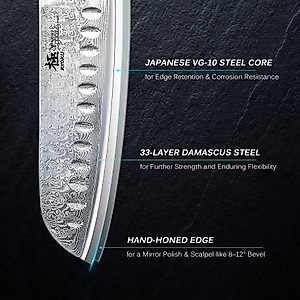 KYOKU 3.5" Paring Knife + 6'' Utility Knife +7'' Santoku Knife - Shogun Series - Japanese VG10 Steel Core Forged Damascus Blade