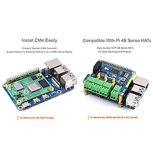 waveshare CM4 to Raspberry Pi 4B Adapter, Alternative Solution for Raspberry Pi 4B, Onboard Standard CM4 Connector, 4-CH USB 3.0 Ports, RJ45 Gigabit Ethernet Port, PoE Header etc.