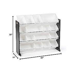 Humble Crew, Black with White Extra-Large Supersized Storage Organizer, Plastic Bins & Espresso/White Kids Book Rack Storage Bookshelf, 4 Tiers