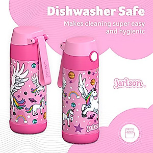 JARLSON® kids water bottle - MALI - insulated stainless steel water bottle with chug lid - thermos - girls/boys (Unicorn 'Star', 12 oz)