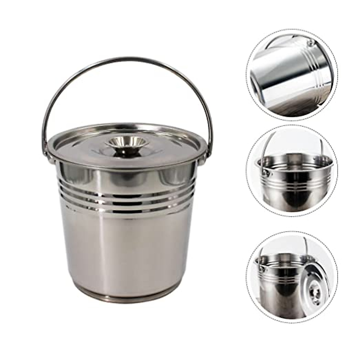 DOITOOL Garden Planters Stainless Steel Trash Can Small Recycle Trash Can Wastebasket Garbage Container Bin Milk Bucket with Handle Lid for Bathroom Kitchen Home Office Ice Bucket Pails