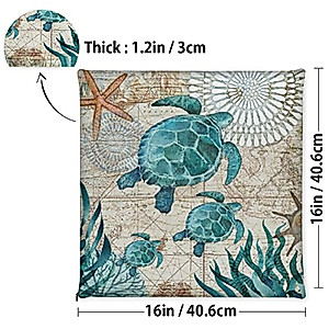 Watercolor Turtle Sea Ocean Seat Cushion, Memory Foam Chair Cushion 16x16inch with Washable Cover Soft Indoor Seat Cushions Pillow Square Chair Pad for Dining Office Chair, Car, Patio