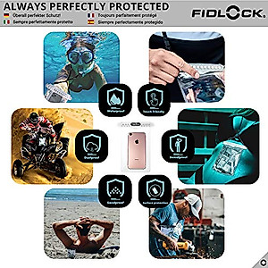 FIDLOCK Hermetic Dry Bag Medi - Flexible Magnetic Self-Sealing Bag for Cellphone | 100% Waterproof and Sand Proof - Practical Size with a Large Opening, with Lanyard included - Transparent