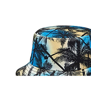 Quanhaigou Unisex Sun Hats, Fashion Beach Bucket Hat for Men Women,Summer Outdoor Boy's Girls Boonie Cap Breathable Packable (Palm Tree)