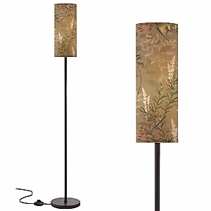 Boho Standing Lamps Floral Surface for fabric wrapping scrapbooking Beige Minimalist Floor Lamp Metal Pole Lamp with Linen Lampshade for Bedroom Living Room Office Nursery Reading Foot Switch