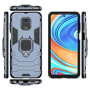 COTDINFORCA Redmi Note 9 Pro Case Redmi Note 9 Pro Max Case Shockproof with Ring Holder Kickstand Magnetic Car Mount Soft TPU Armor Thin Protective Phone Case for Xiaomi Redmi Note 9 Pro Blue KK.