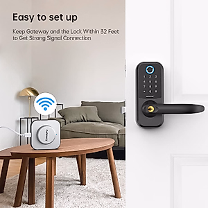 SMONET Smart Lock WiFi Gateway , TTLock Gateway G2 Gateway, Remotely Control Bluetooth Fingerprint Keyless Entry Door Lock, TTLock Smart Deadbolt WiFi Hub Compatible with Alexa,Google Home
