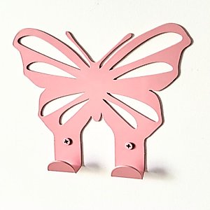 ARTiLETTO Butterfly Wall Hooks:Girl’s Bedroom Double-Hook Coat Rack Mount for Hanging Coats, Clothing, Backpacks, Purses, Jewelry, Towels, Girls Room Décor, Cute, 2 Metal Hangers, Pink