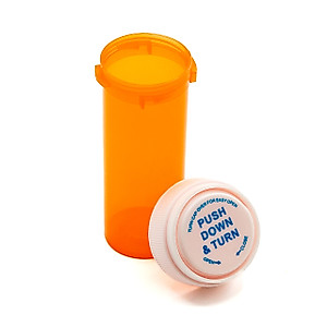 Pharmacy Prescription Vials, Amber Child Resistant Medicine Bottle, 30 Dram Reversible, Caps Included, Pack of 200 (Pill Container, Pharmacy Bottle, Pharmacy Container) by Sponix